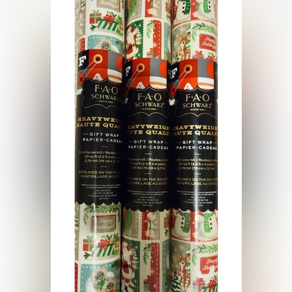 Holiday | Fao Schwarz Le Gift Wrap Premium Wrapping Paper Christmas 3 ...